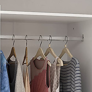 ECACAD Large Wardrobe Armoire with 4-Tier Shelves, 2 Drawers, Hanging Rod & 3 Louver Doors, Wooden Closet Storage Cabinet for Bedroom, White (48”W x 20.2”D x 71”H)