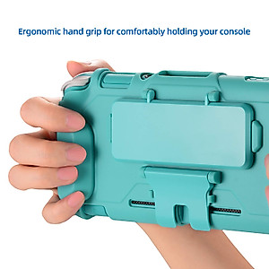 Protective Case Bundle for Nintendo Switch Lite, Tempered Glass Screen Protector, 4 Game Card Slots, Kick-Stand, Ergonomics Hand Grip, Shockproof, Anti-Scratch, Slim for Nintendo Switch Lite Case Blue