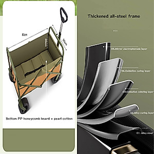 Folding Camping Cart, Outdoor Push Wagon Stroller Trailer Transport Free Standing Collapsible Utility Rolling Buggies Garden Sport Wagons (Color : A)