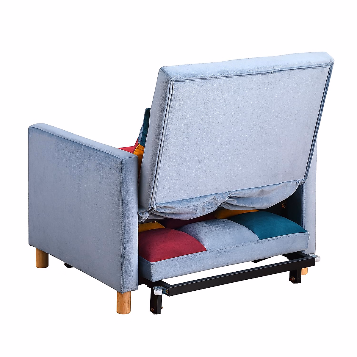 KJGJ 3 in 1 Convertible Sleeper Sofa Chair Bed Adjustable Sleeper Bed Chair with Pillow Multi-Functional Sleeper Chair with Soft Velvet Perfect for Living Room Bedroom or Office (Colorful)