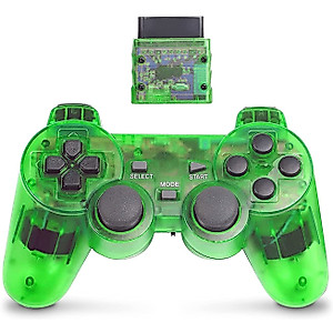 Rzzhgzq PS2 Wireless Controller 2.4G Play -Station 2 Gamepad 2 Pack Dual Vibration Compatible with Sony Play -station 2 Console (Red+Green)