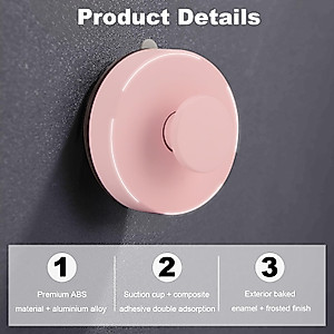 IURRDOP Suction Cup Hooks for Shower,2 Pcs Removable Shower Hooks for Loofah,Waterproof Shower Suction Hooks for Inside Shower,Pink Suction Towel Hooks for Shower Wall,Bathroom,Kitchen,Glass Door