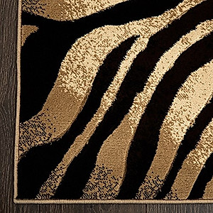 Home Dynamix Tribeca Fawn Area Rug 7'10"x10'6", Animals Black/Ivory