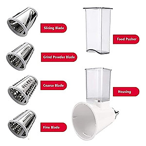 Slicer/Shredder Attachments for KitchenAid Stand Mixers, Food Slicers Cheese Grater Attachment, Salad Maker Accessory Vegetable Chopper with 4 Blades Dishwasher Safe