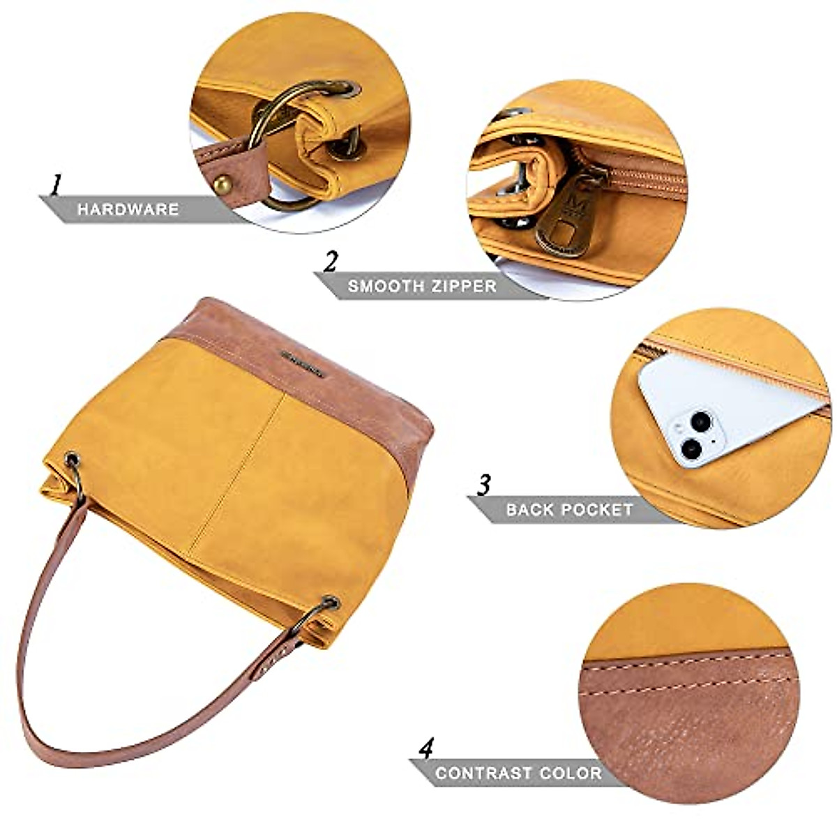 Montana West Large Hobo Bag Leather Purses and Handbags for Women Top Handle Shoulder Satchel Handbags Fashion Ladies Designer Handbags with Pockets Zipper Leather Tote Purse for Women MWC-047YL