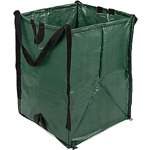 DURASACK Heavy Duty Home and Yard Waste Bag 48-Gallon Woven Polypropylene, Reusable Lawn and Leaf Garden Bag with Reinforced Carry Handles, Pop-Up Self-Standing Garbage Can, Green