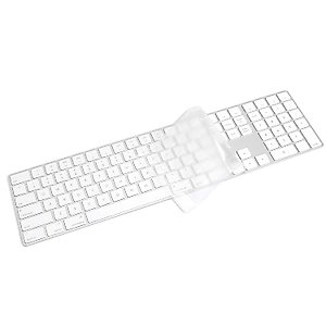 ProElife Keyboard Cover Skin for 2018-2017 Apple Magic Keyboard with Numeric Keypad A1843 US Enter MQ052LL/A Wireless Bluetooth Keyboard Ultra Thin Full Size TPU Protector, 0.13 mm, Transparent Clear