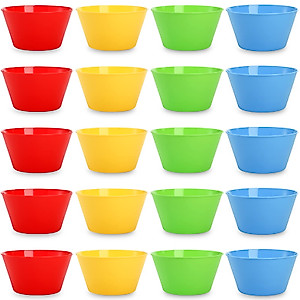 DEAYOU 20 Pack Plastic Bowls, Plastic Serving Bowl for Party, Snack, Children, Microwave Dishwasher Safe