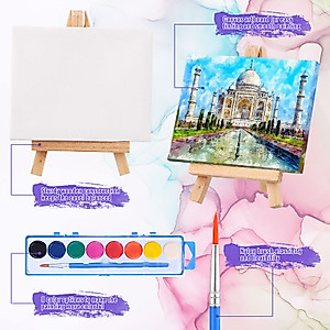 Fuutreo Watercolor Paint Sets 3x4 Mini Canvas Easel Paints Brush Set Kids Art Party Favors and Party Supplies Watercolor Paint Favors Washable Bulk for Kids Birthday Prizes(48 Pcs)