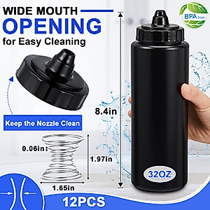 Hushee 12 Pcs 32oz Squeeze Water Bottles Bulk BPA Free Sports Water Bottles Reusable Cycling Football Baseball Hockey Water Bottle with Wire Whisk Included
