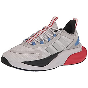 adidas Men's Alphabounce+ Running Shoe, White/Silver Metallic/Blue Fusion, 9