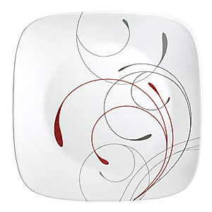 Corelle Vitrelle 18-Piece Service for 6 Dinnerware Set, Triple Layer Glass and Chip Resistant, Lightweight Square Plates and Bowls Set, Splendor