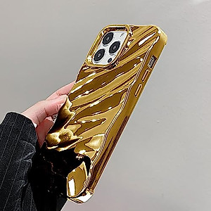 Aitipy Compatible iPhone 13 Pro Max Case, 3D Cute Luxurious Curl Water Ripple Shape, Soft TPU Shockproof Case for Boys and Girls (Gold)