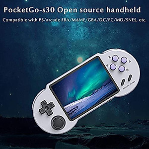 AoFeiKeDM Handheld Game Console Pocket PC S30 Open Source Handheld Nostalgic Arcade Portable GBA Retro PSP Game Console (S30+32G-English)