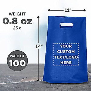 DISCOUNT PROMOS Custom Non-Woven Exhibition Tote Bags Set of 100, Personalized Bulk Pack - Perfect for Shopping, Grocery, Beach, Picnic - Blue