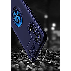 Asuwish Phone Case for Oppo Realme 7 Pro with Tempered Glass Screen Protector Cover and Cell Accessories Stand Kickstand Ring Holder Soft TPU Silicone Rubber Protective Realme7 7Pro Women Men Blue