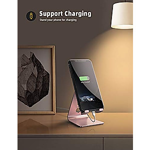 Adjustable Cell Phone Stand - Lamicall Phone Desk Holder, Cradle, Dock, Compatible with iPhone 12 Mini 11 Pro Xs Max XR X 8 7 6 Plus SE Charging, Desktop Accessories - Rose Gold