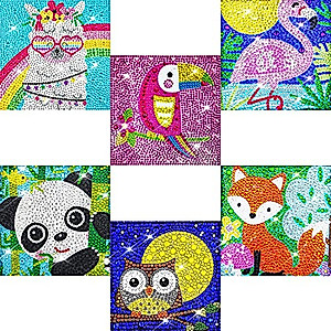 Labeol 6 Pieces 5D Diamond Painting Kit for Kids Painting Kit Crystal Easy Painting Art Craft Set for Home 5D Full Drill (6 Packs A)
