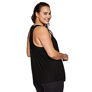 RBX Active Women's Plus Size Fashion Flowy Yoga Workout Tank Top Tunic S21 Black 3X