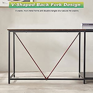 55" Computer Desk Office Desk with Bookshelf, Gaming Desk Extra Large Modern Student Kids Study PC Simple Executive Table Workstation for Small Space, Brown