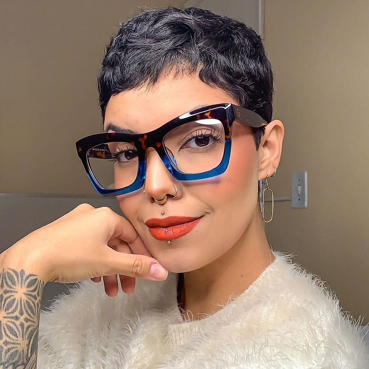 VOOGLAM Rectangle Eyeglasses for Women with Non-prescription Clear Lens Sienna Light Tortoise GWA035804-05