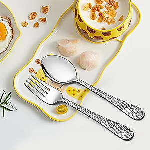 LIANYU 10-Piece Kids Silverware Set, Includes 5 Kid Spoons, 5 Kid Forks, Stainless Steel Toddler Utensils Children Flatware Set, Child Preschooler Cutlery Set, Dishwasher Safe