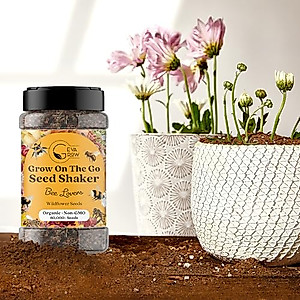 Mini Wildflower Seed Shaker - Save The Bees Seed Mix, by GevaGrow | 80,000+ Seeds | Pollinator & Bee Attracting Flower Seeds Bulk for Planting in Pots & Outdoor Gardens | 2 Ounce