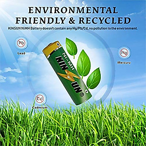 KINSUN 8-Pack Rechargeable Batteries 1.2V NiMH AA 1200mAh for Outdoor Solar Garden Lights Landscape Lights Path Lights