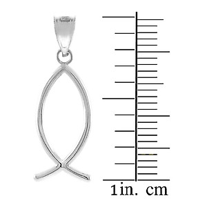 925 Sterling Silver Ichthus Christian Vertical Fish Pendant Necklace, 16"