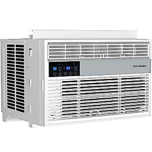 hOmeLabs 6,000 BTU Window Air Conditioner with Smart Control – Low Noise AC Unit with Eco Mode, LED Control Panel, Remote Control, and 24 hr Timer