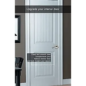 goldenwarm Privacy Lever Door Handle Silver, Nickel Interior Door Handle, Interior Door Levers Satin Nickel, Contemporary Nickel Bedroom Door Handles Bulk(6 Pack)