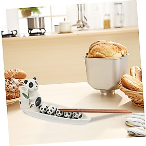 Abaodam 1 Set Ceramics Panda Doll Set Writing Brush Japanese Decor Sushi Plate Food Animal SOYA Sauce Holder Decorate Rice Spoon Dining Room Table Decor Cartoon Japanese Chopstick Stand