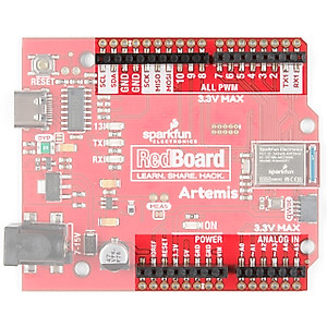 SparkFun RedBoard Artemis Machine Learning Development Board Includes BLE One megabyte of Flash USB-C connector Qwiic I2C MEMS microphone Compatible with Arduino IDE Run TenserFlow models R3 footprint