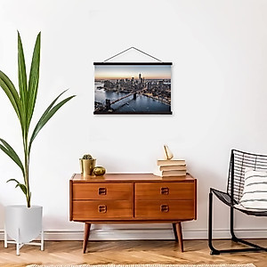 Bluesun 16 inch Magnetic Poster Hanger Frame, 16x20 16x24 16x30 Magnet Canvas Artwork Print Dowel Poster Hangers Frames Hanging Kit (16 inch, Black)