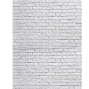 SJOLOON White Brick Wall Backdrop White Brick Photo Backdrop Thin Vinyl Photography Backdrop Background Studio Prop 10931(5x7FT)