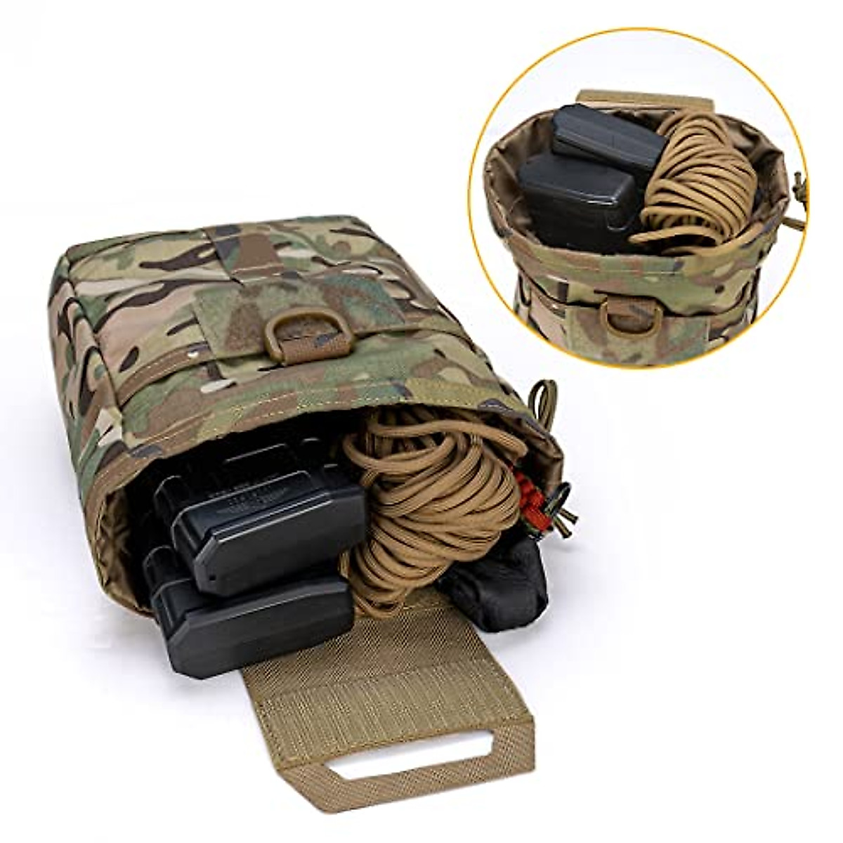 IDOGEAR Molle Dump Pouch Tactical Molle Pouches Foldable Drawstring Mag Pouches for Battle Belt Backpack Utility Folding Dump Pouch Waist Bag (camo)