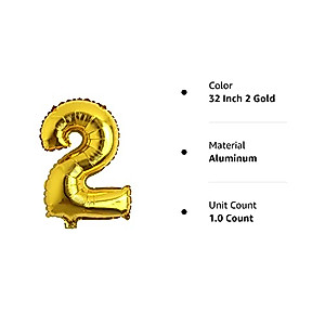 32 inch Letter Balloons Gold Alphabet Number Balloons Foil Mylar Party Wedding Bachelorette Birthday Bridal Shower Graduation Anniversary Celebration Decoration (32 inch 2 Gold)