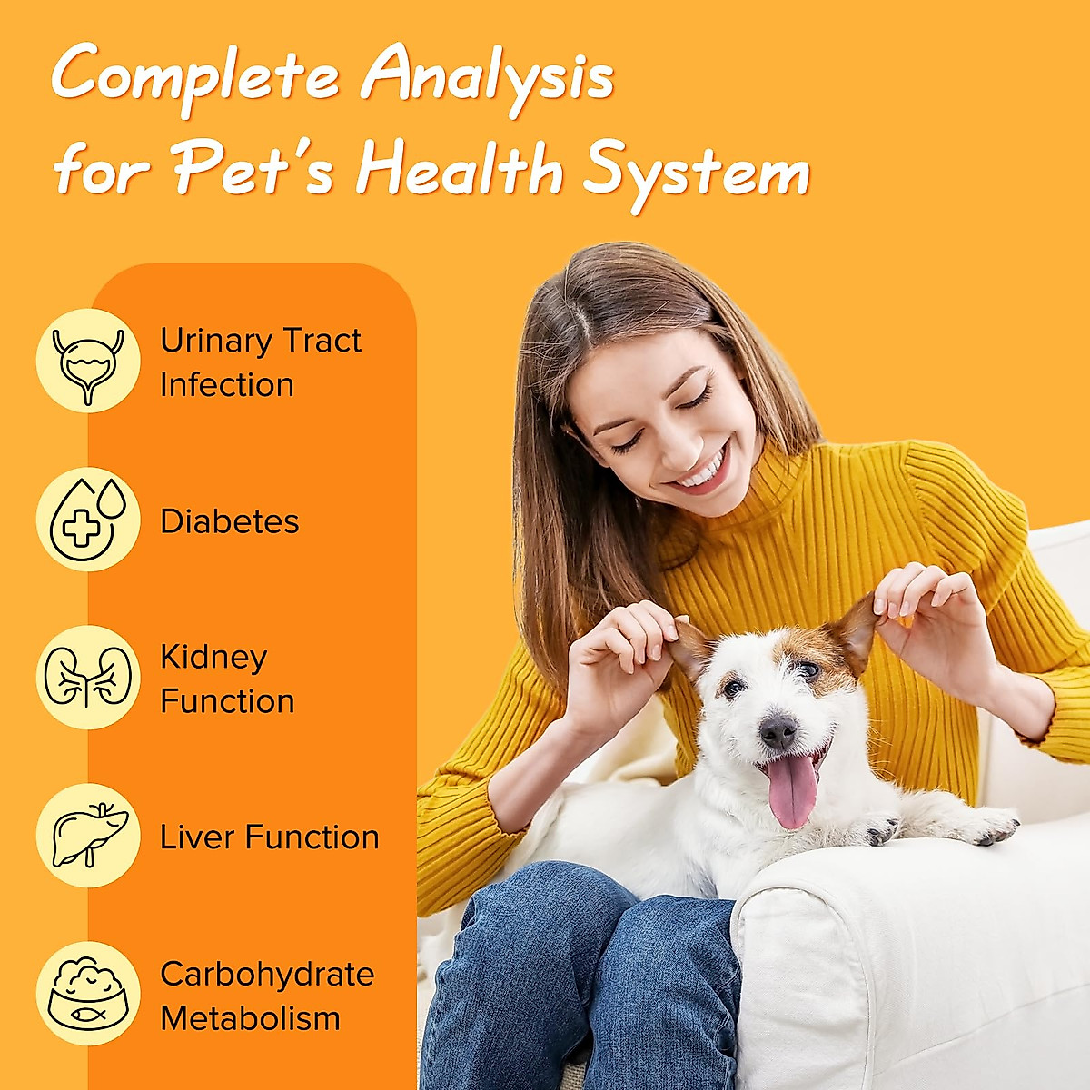 Easy@Home Pet Diabetes UTI Urine Test Strips 50 Counts, 10-in-1 Dog & Cat Urinalysis Kit Testing Glucose/Blood/Ketone/Bilirubin/pH/Protein/Urobilinogen/Nitrite/Leukocytes/SG