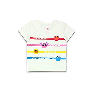 Isaac Mizrahi Loves Sesame Street Elmo Toddler Baby Short Sleeve T-Shirt Tee (2T, White)