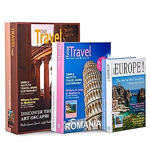 ANZON MORIES Decorative Box Set, 3 Packs, Memory Book Box Modern Magazine Style Storage for Secret Hidden, Home Bookshelf Décor, Large 12", Med 10" Small 8"