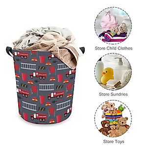 Cartoon Firefighter Equipment and Tools Baby Laundry Hamper,laundry Basket,Waterproof Storage Bin for Bedroom,Clothes Organizer Basket,Toys Box,Room Decor