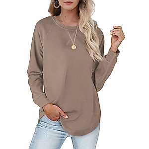 XIEERDUO Super Soft Sweatshirts For Women Cozy Pink Fall Shirt Long Sleeve Coffee Xxl