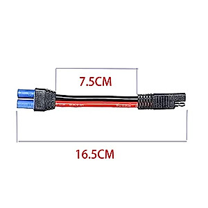 Faoyliye (2-Pack) SAE to EC5 Male Plug Quick Connection Adapter Connector,10AWG SAE Power Automotive Adapter Cable Suitable for Solar Battery Car Battery -15cm