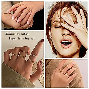 WFYOU 10 Pcs 1-2mm 18K Gold Plated Simple Rings for Women Band Knuckle Stacking Midi Rings Elegant Classic Minimalist Rings Comfort Fit