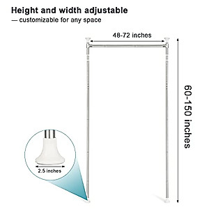 HOSKO Curtain Divider Stand - 48 to 72 inches Expandable Room Divider，Damage Free Freestanding Vertical Tension Stand
