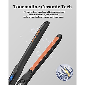 DSHOW 1/2" Flat Iron, Small Flat Iron Hair Straightener for Short Hair, Tourmaline Ceramic Mini Travel Hair Straightener with a Pouch, 6 Temperature, Dual Voltage (Black)