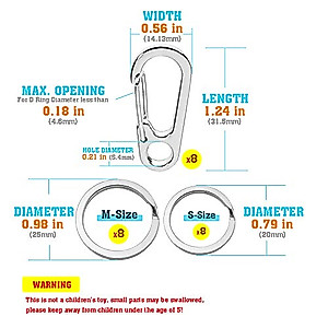 XBD Dog Tag Clips/Quick Clip with Rings/Easy Change Pet ID Tag Holder for Dog Pets Collars and Harnesses. (8 PCs Pack)