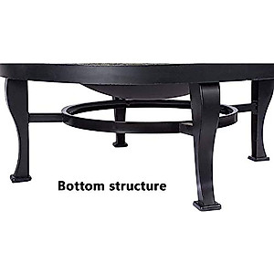 LEAYAN Garden Fire Pit Portable Grill Barbecue Rack Outdoor Fire Tables Slate Barbecue Table, Courtyard Round Stone Table, Charcoal Barbecue Grill, for Backyard Garden Camping for Camping