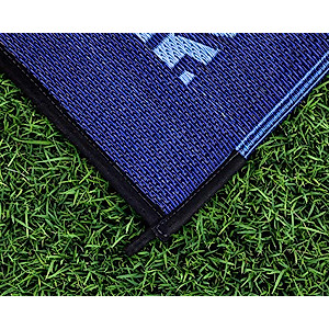 Camco 42876 6 x 9 Foot Reversible Blue Lattice Design Breathable Washable Portable Outdoor UV Coated Patio Mat Pad for Picnics, Camping, RV, Tiny Home