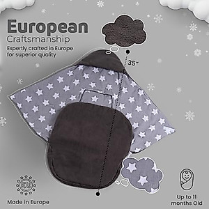 SWADDYL Car seat Blankets for Babies - Baby Footmuff - Carseat Swaddle Blanket - Stroller Bunting Bag for Infants - Baby Newborn Winter Gear (Grey/Stars)